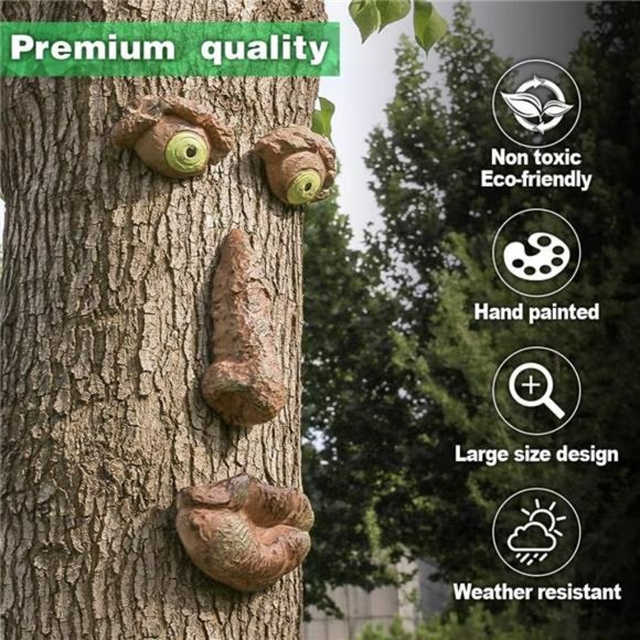 Accents | 15 Inch Tree Face Statues Plus Size Old Man Tree Hugger Bark ...
